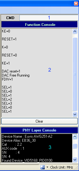 Function Command Line Function Console PHY Layer Console